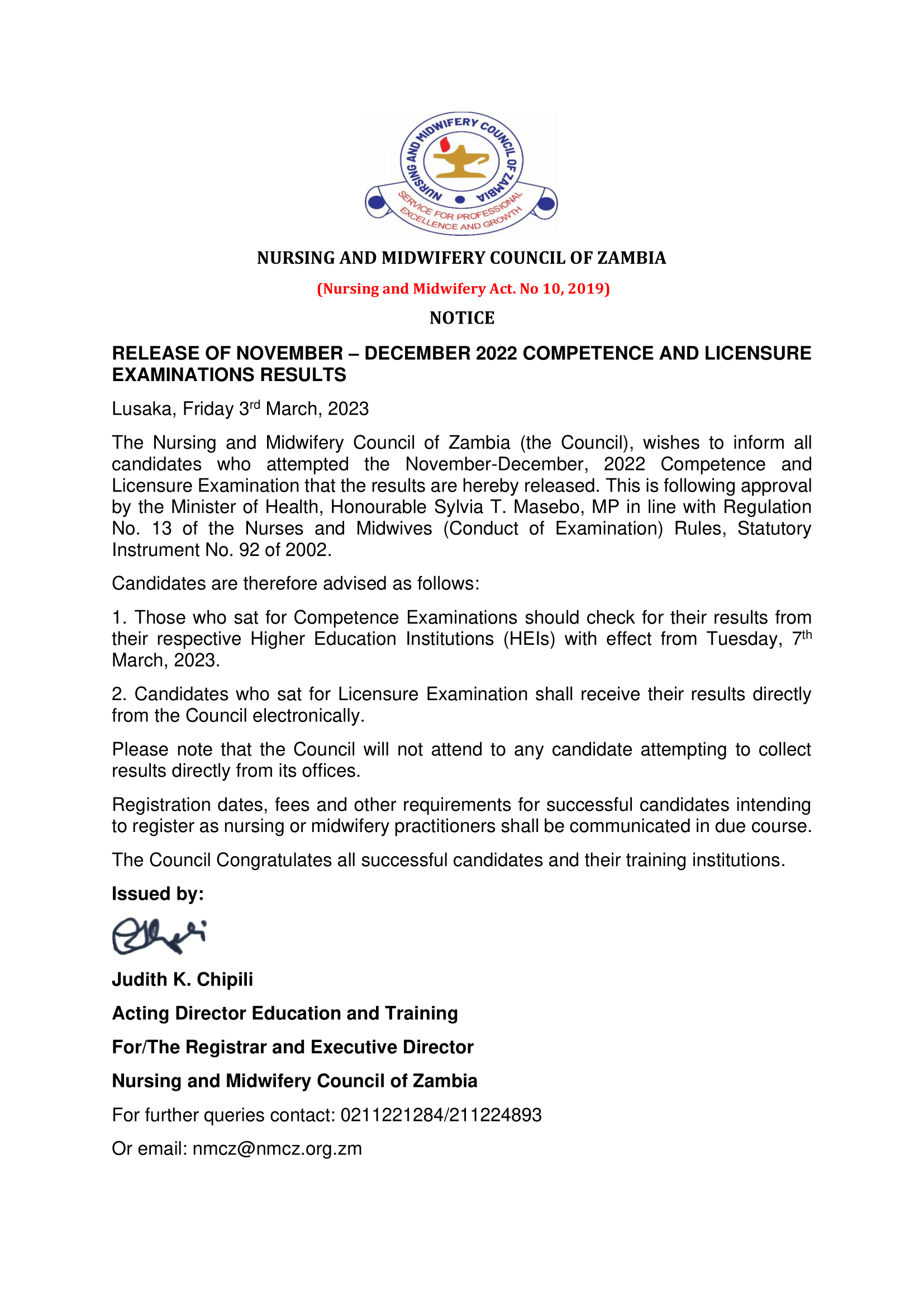 Nursing and Midwifery Council of Zambia | Latest News